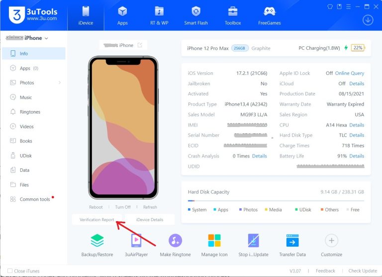 How to Get Your iPhone/iPad Verification Report Using 3uTools
